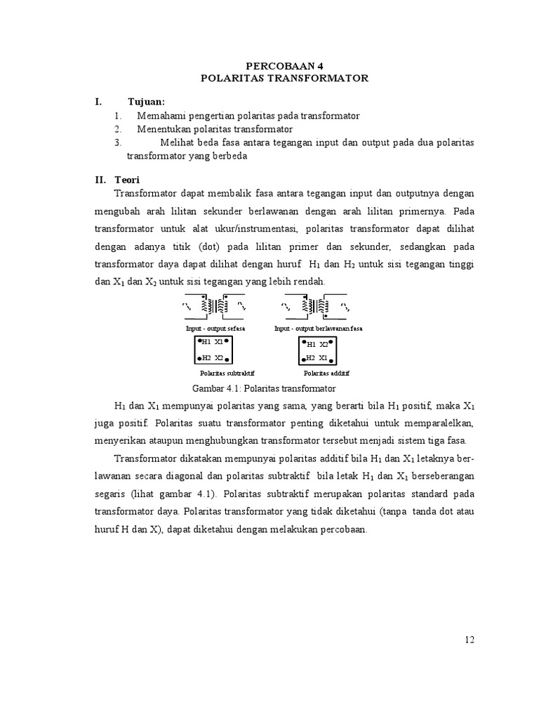 Panduan Polaritas Transformator | PDF | Metode & Bahan Ajar | Sains ...