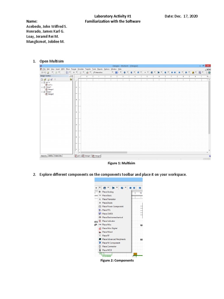Laboratory Activity #1 Name: Familiarization With The Software | PDF ...