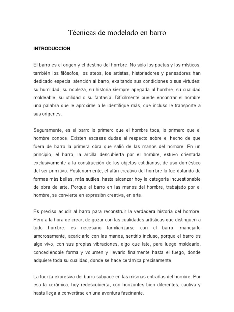 Técnicas de Modelado en Barro | PDF | Cerámica
