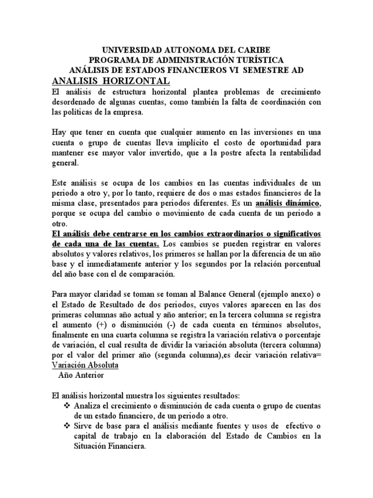 Variación Absoluta y Relativa en Análisis Financiero | PDF | Capital de ...
