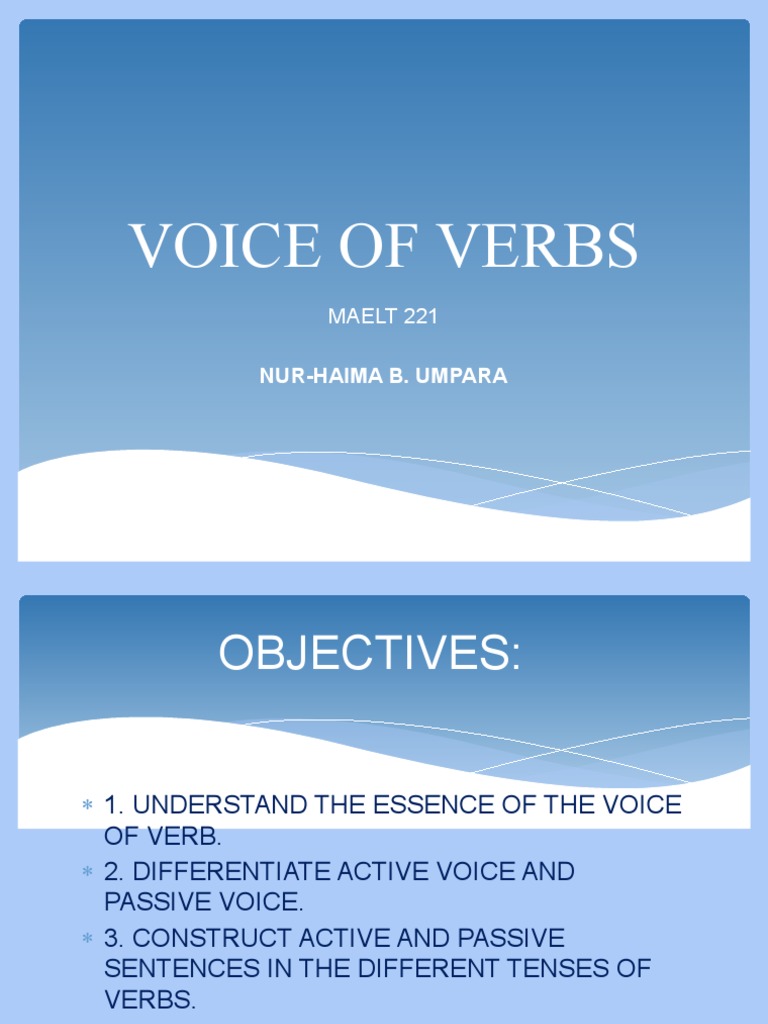 Voice of Verbs Maelt 200 | PDF | Verb | Grammatical Tense