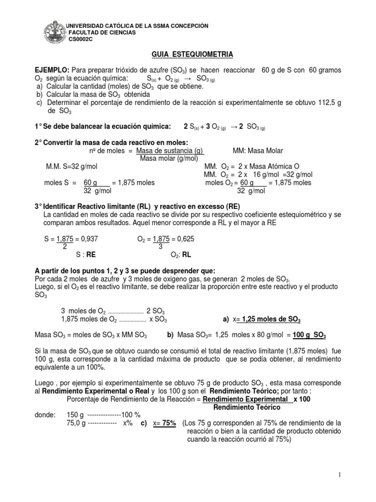 Ejercicios Estequiometria | PDF | Estequiometría | Química