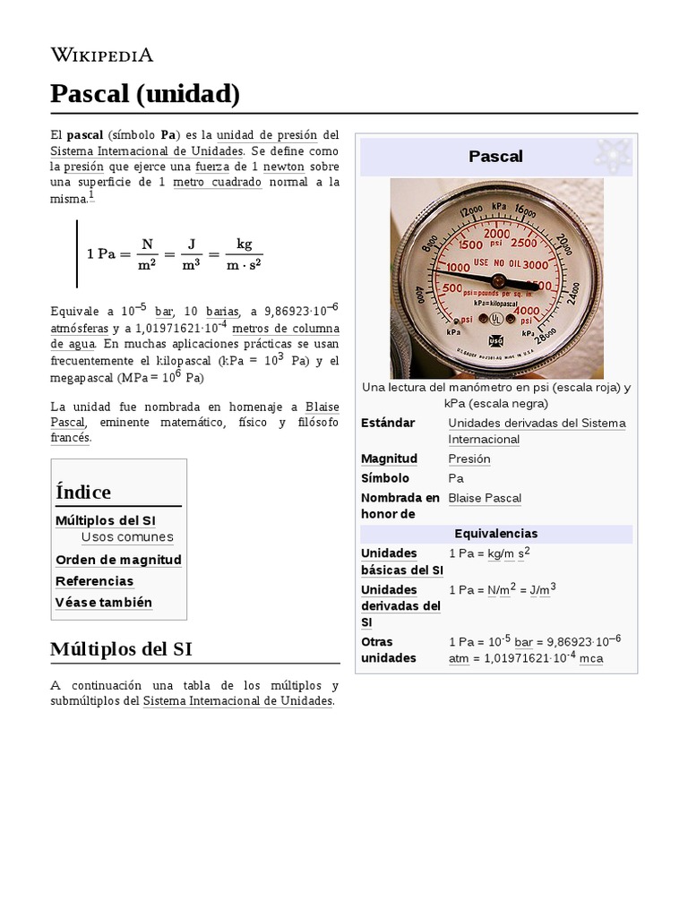 Pascal (Unidad) | PDF | Pascal (Unidad) | Observación científica