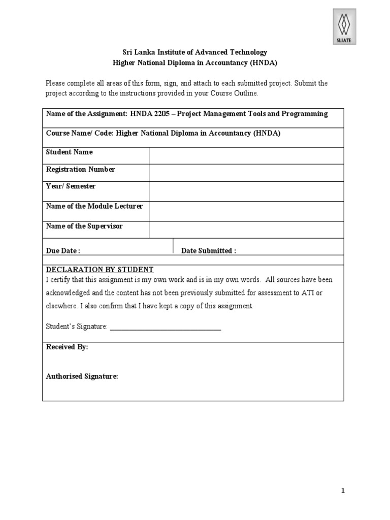 HNDA 2205 PM Tools and Programming Assignment 1 | PDF | Project Management | Computing