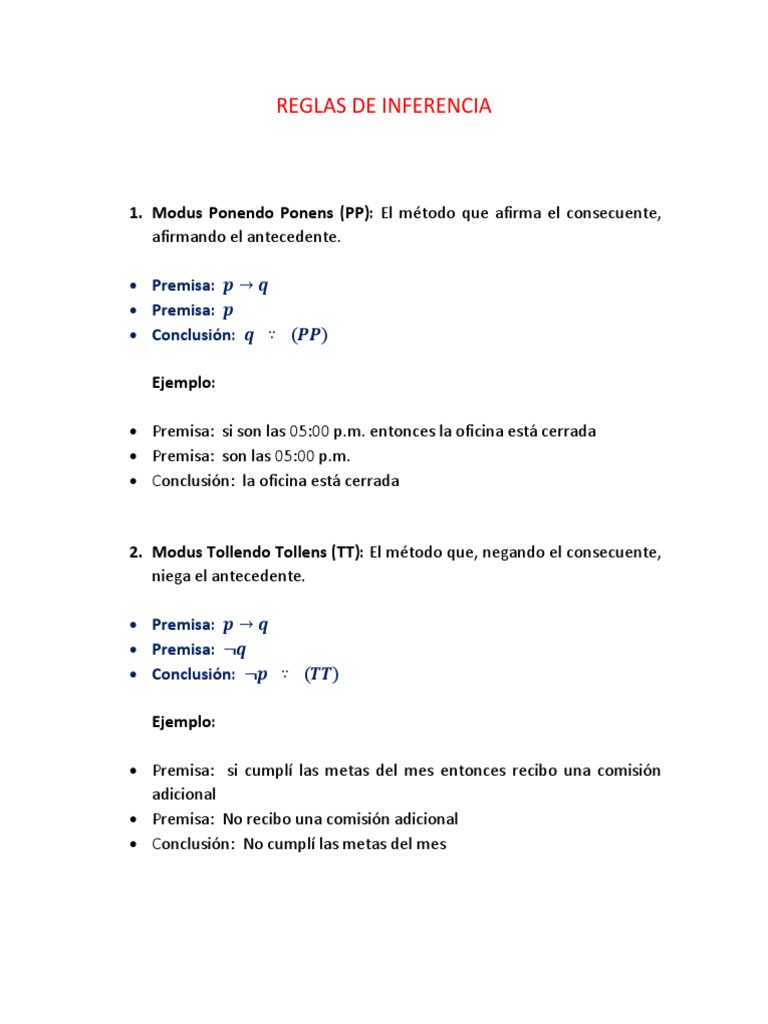 Reglas de Inferencia | PDF | Semántica | Verdad lógica