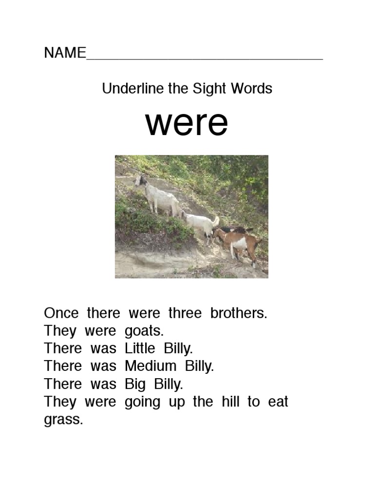 Three Billy Goats Sight Word Set | PDF