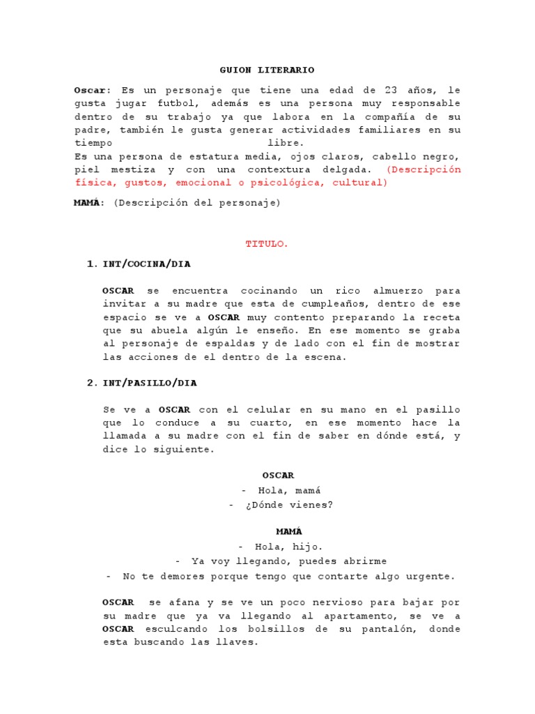Guion Literario Ejemplo | PDF