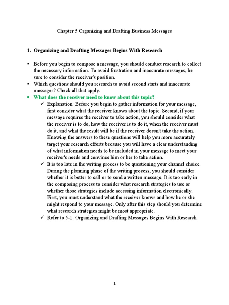 Chapter 5 Organizing and Drafting Business Messages | PDF | Subject ...