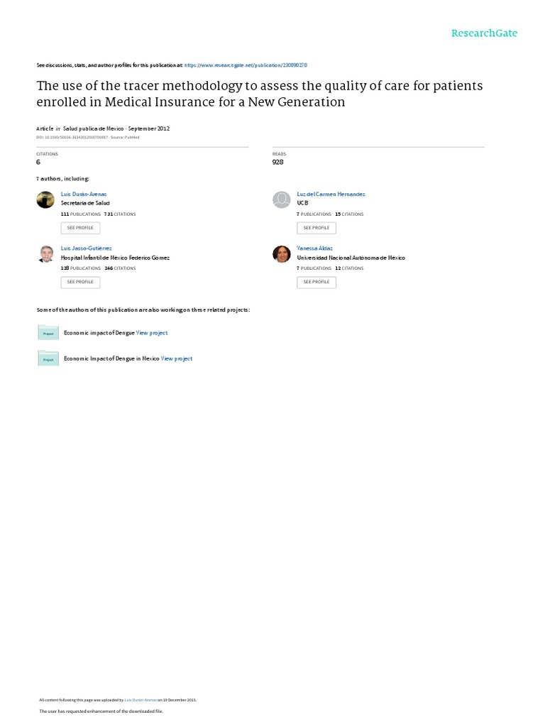 The Use of The Tracer Methodology To Assess The Qu | PDF | Health Care ...