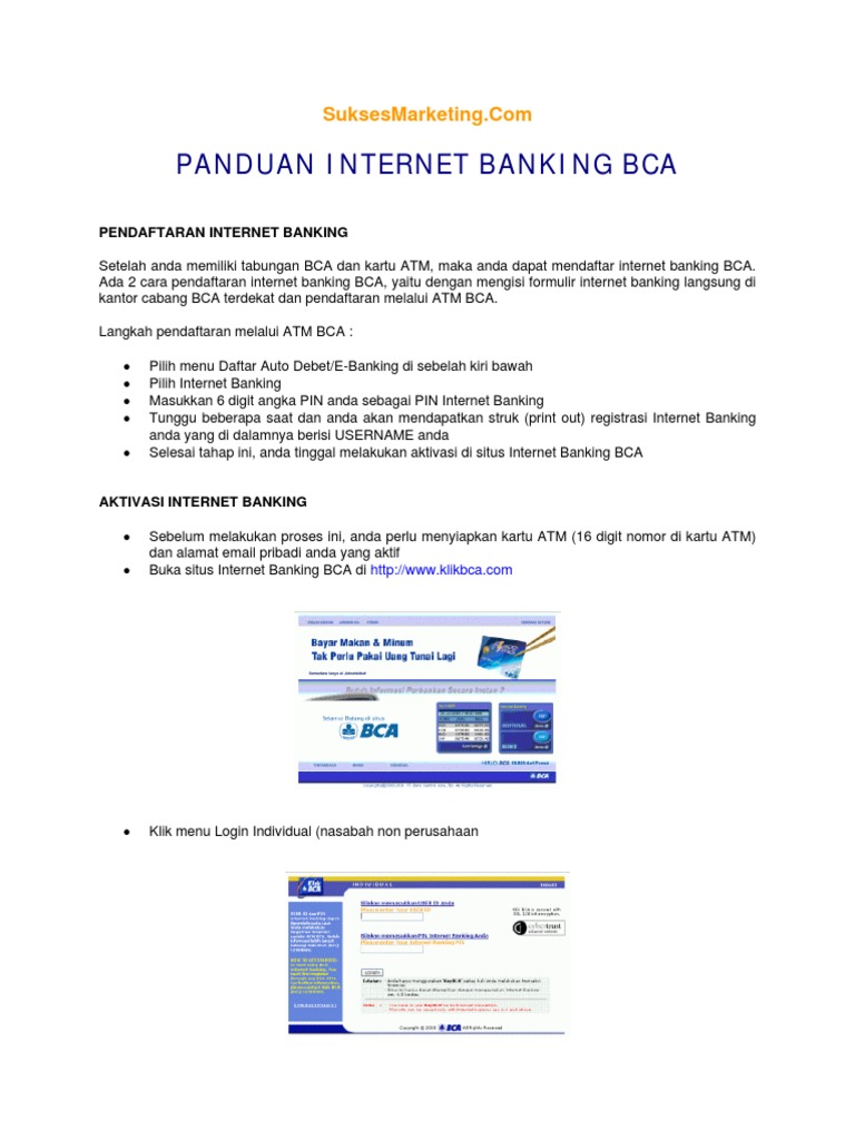Panduan Daftar Internet Banking BCA | PDF