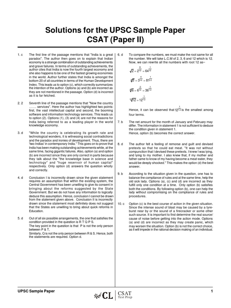 Csat Paper | PDF | Question | Cognition