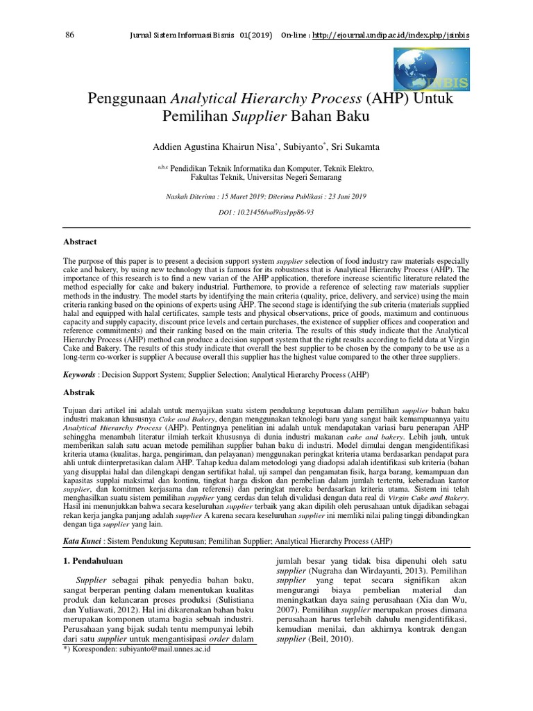 Penggunaan Analytical Hierarchy Process 28AHP 29 Untuk Pemilihan ...