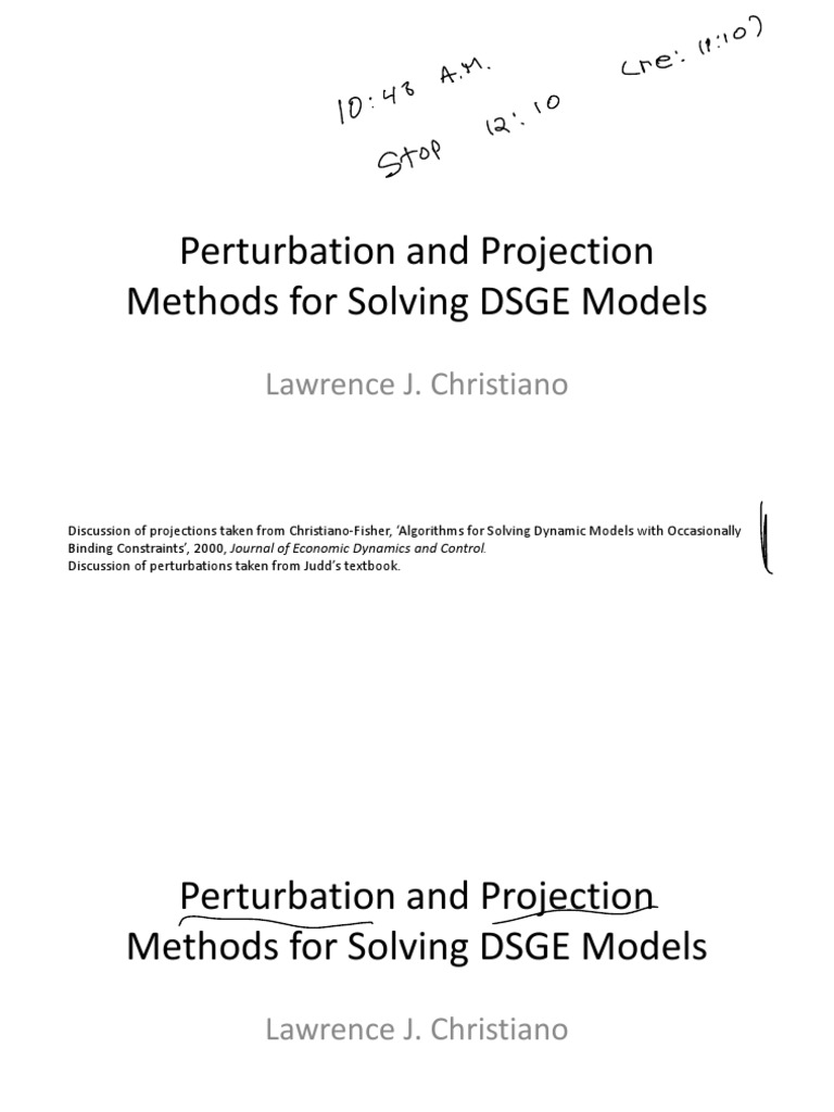 Perturbation and Projection Methods For Solving DSGE Models: Lawrence J. Christiano | PDF ...