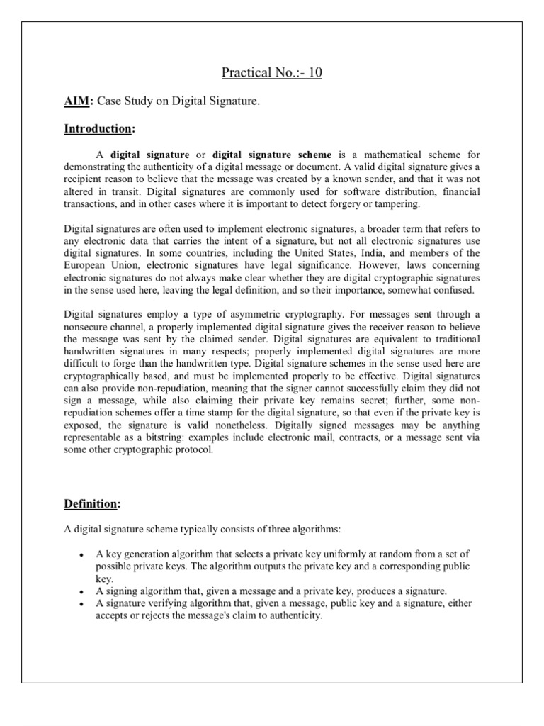Case Study Digital Signature | PDF | Public Key Cryptography | Key ...