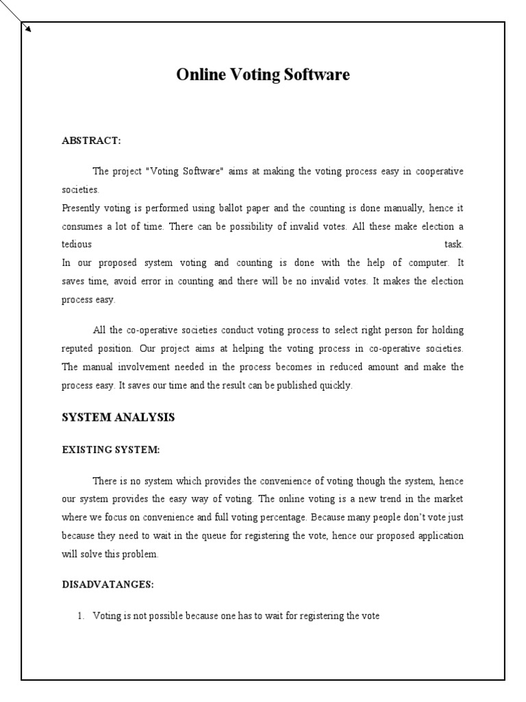 Online Voting Software: Abstract | PDF | .Net Framework | C ...