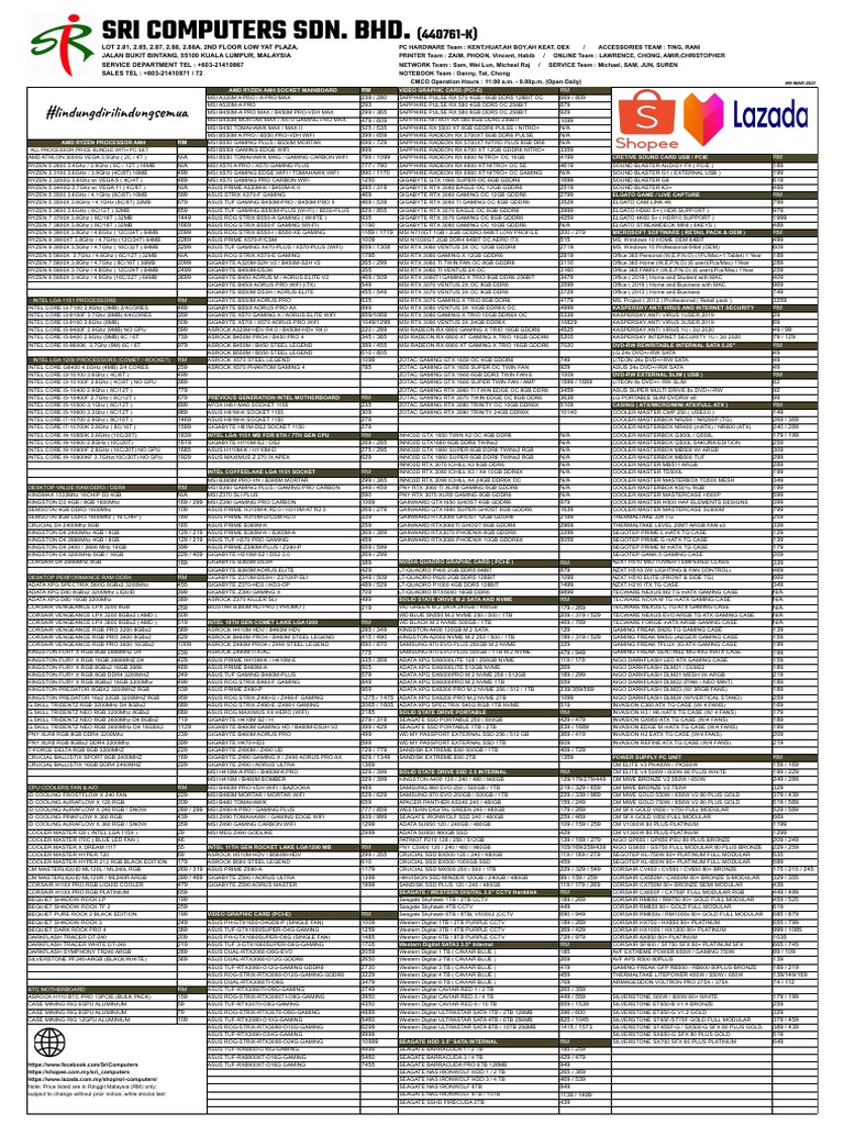 Pricelist Hardware Sri | PDF | Personal Computers | Computer Hardware