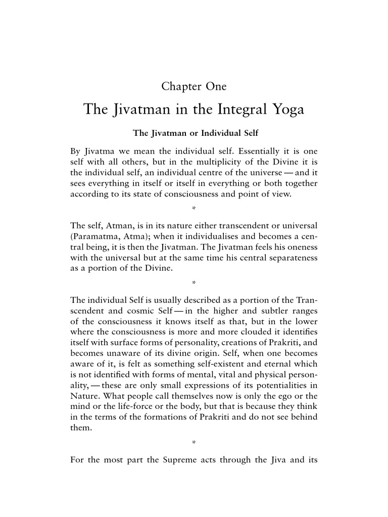 The Jivatman in The Integral Yoga: Chapter One | PDF | Ātman (Hinduism ...