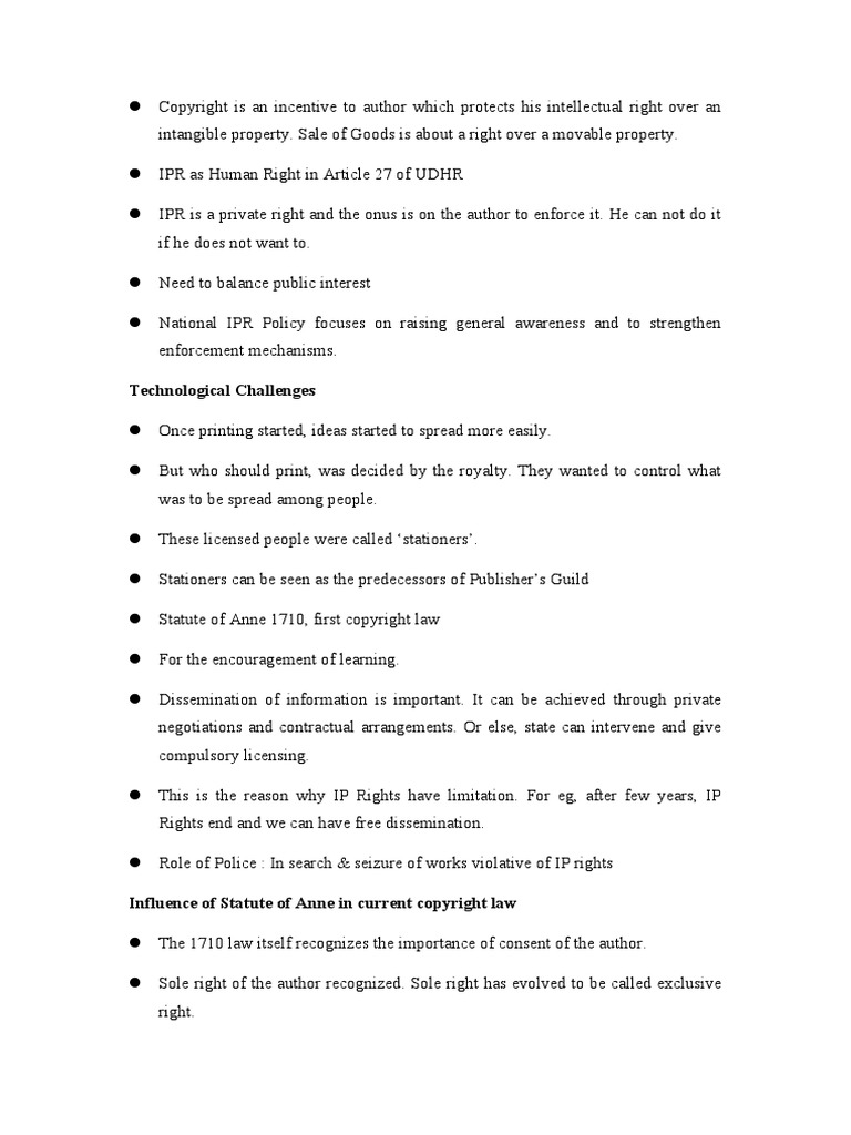 IP Notes | PDF | Intellectual Property | Copyright
