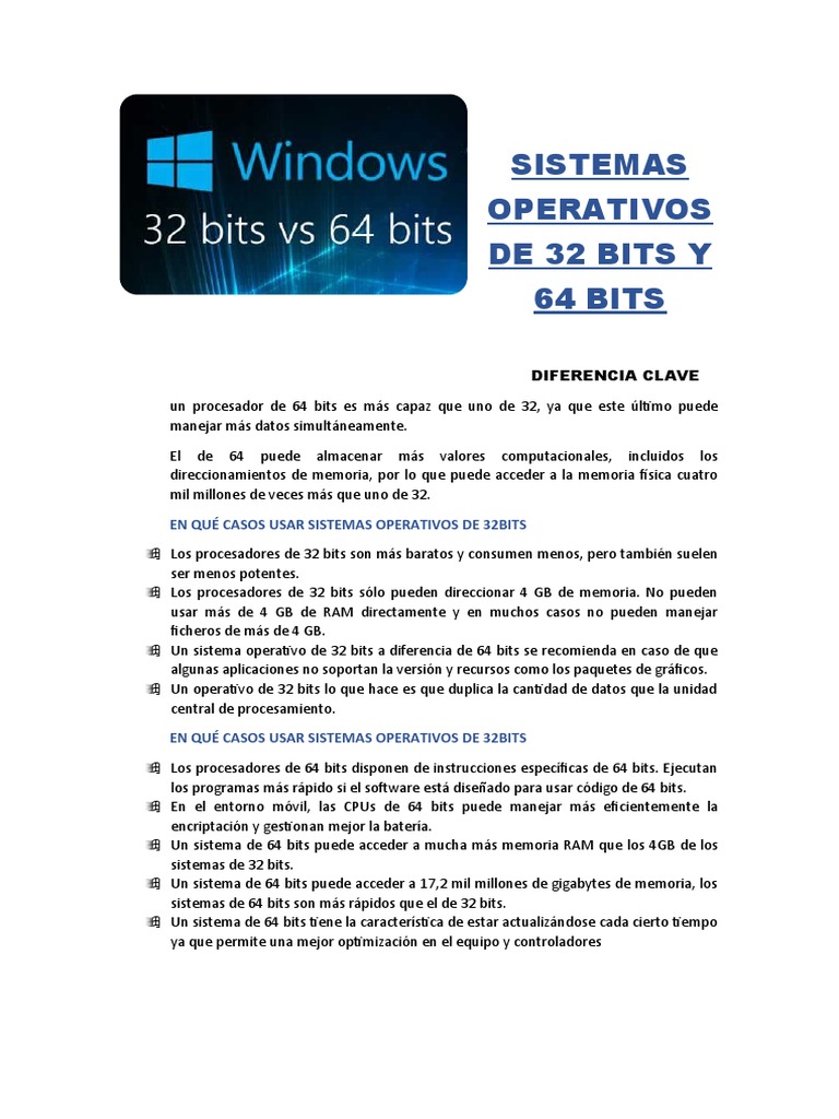 Willy Condori Rivera - 32 Bits y 64 Bits | PDF | Microsoft Windows ...