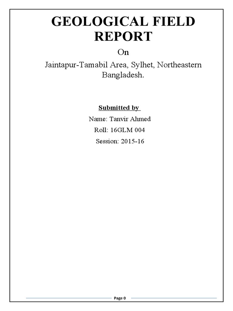 Geological Field: Jaintapur-Tamabil Area, Sylhet, Northeastern ...
