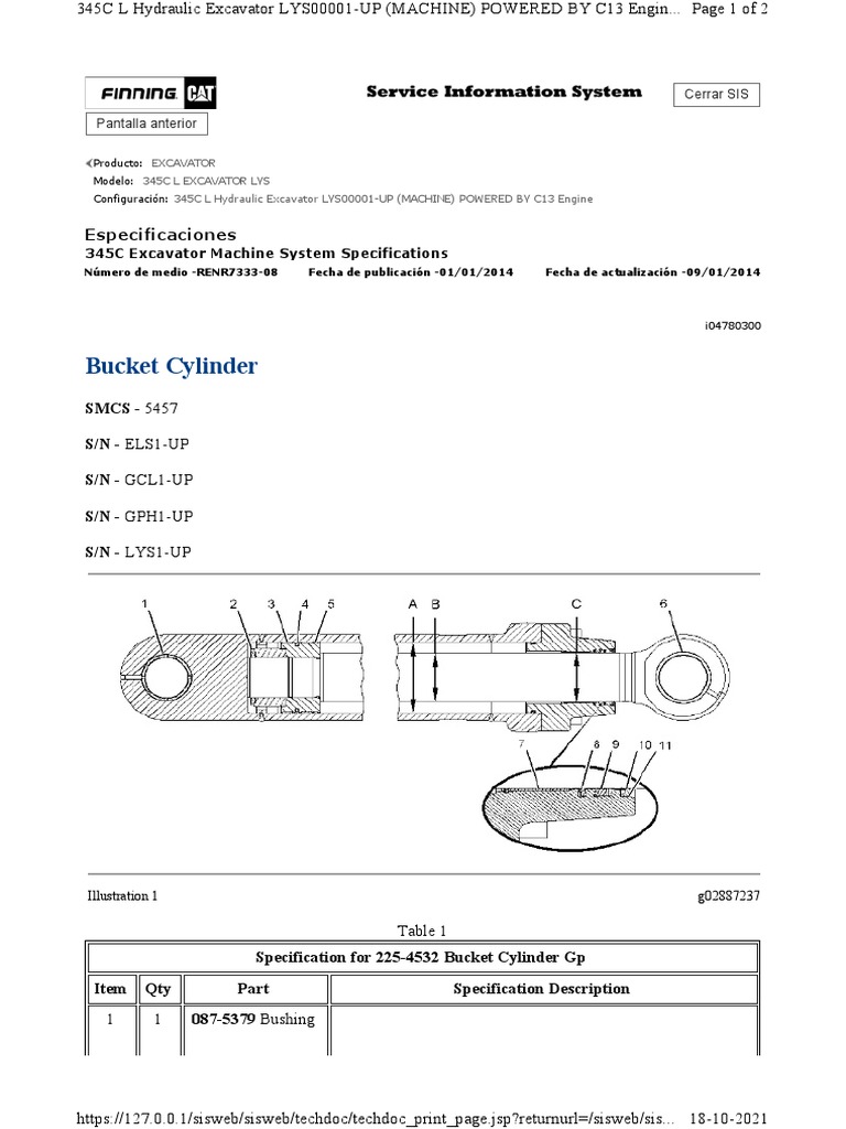 Especificaciones Cilindro Bucket | PDF | Propulsion | Vehicle Technology