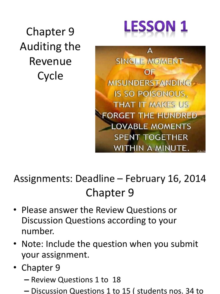 Lesson G - 1 Ch09 Rev. Cycle Act. Tech. | PDF | Cheque | Receipt