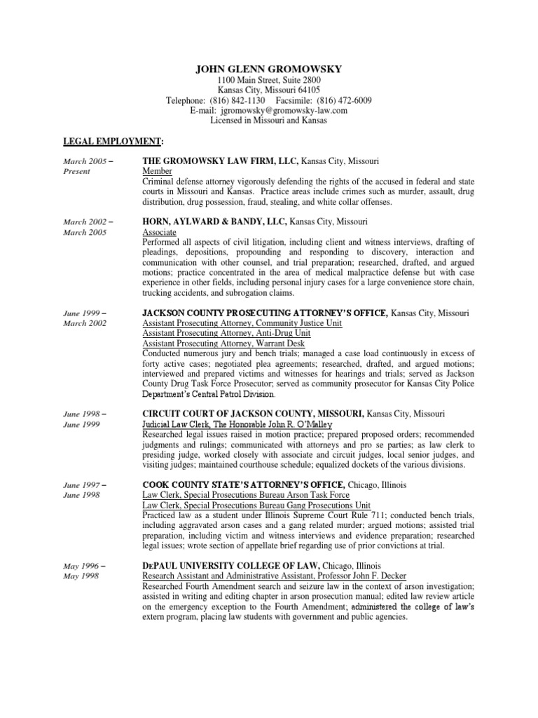John Gromowsky - Resume | PDF | Platoon | Prosecutor
