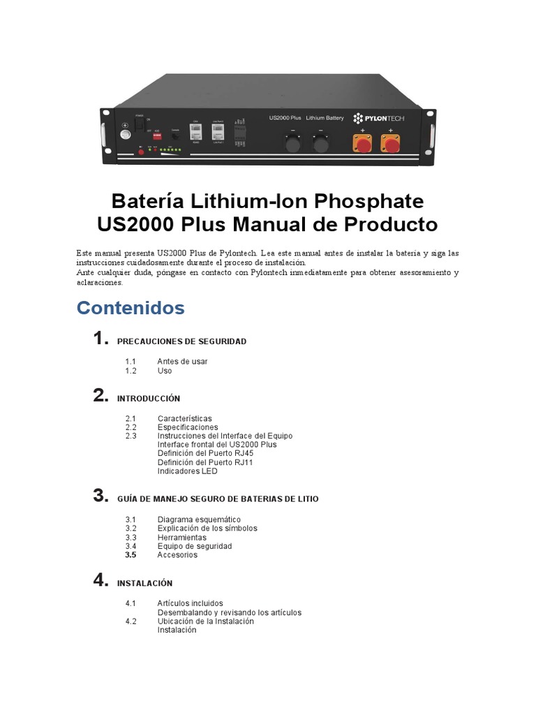 Manual Pylontech US2000Plus | PDF