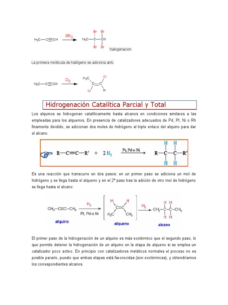 Halogenacion | PDF | Hidrogenación | Alqueno