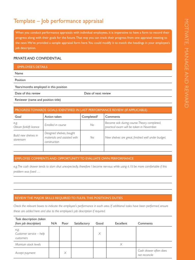 Performance Management Plan Template Performance Appraisal 