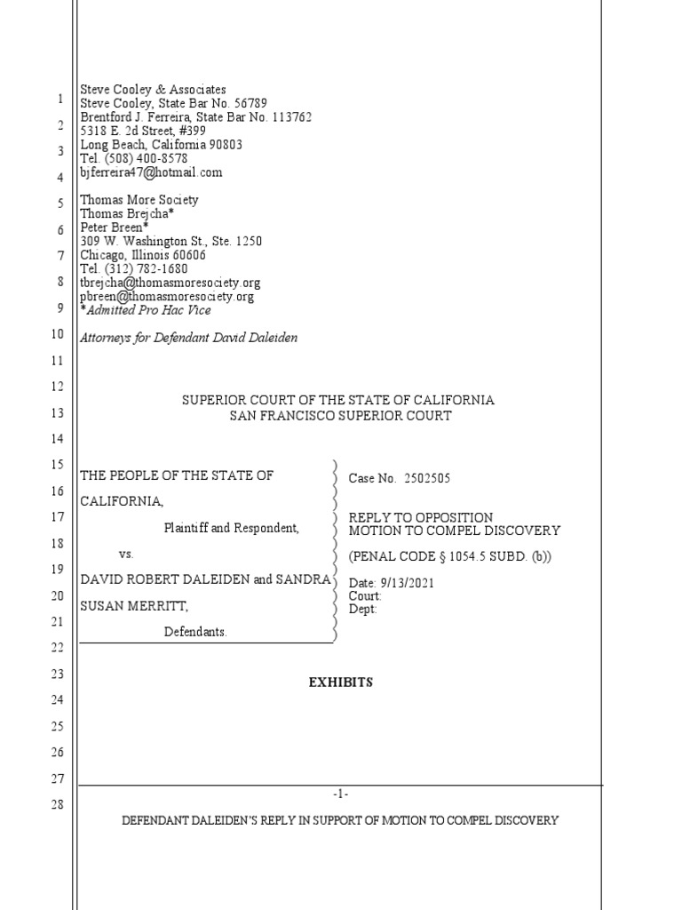 Daleiden Reply To Opp Motion To Compel Exhibits | Download Free PDF ...