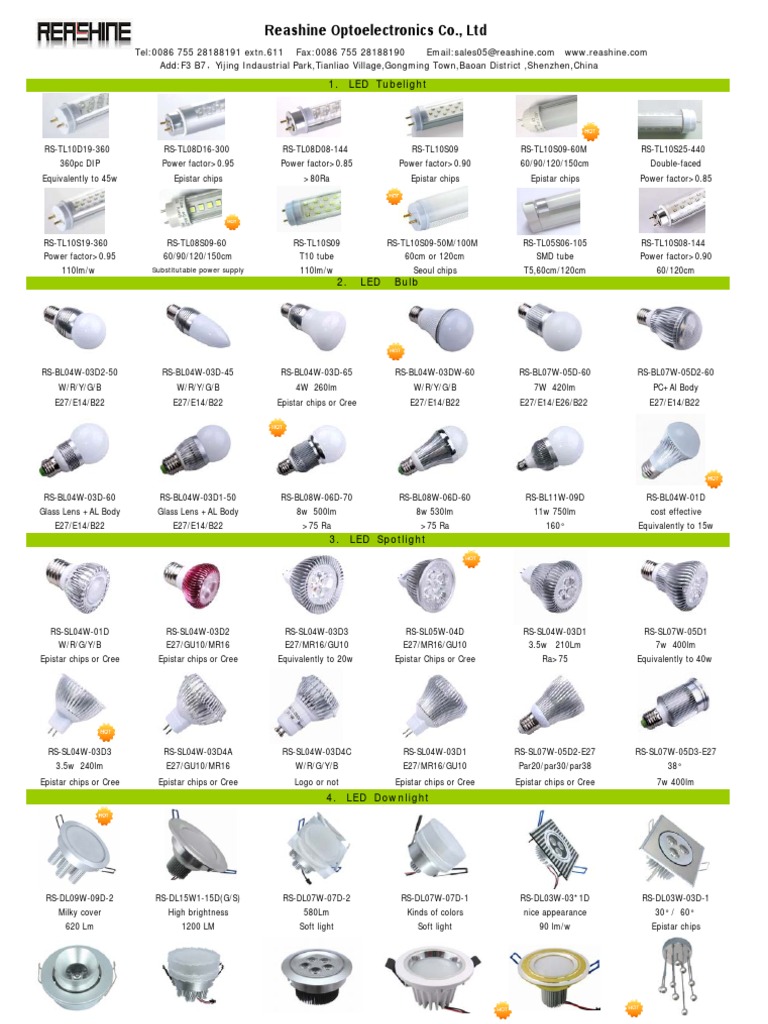 Reashine LED Lighting Catalogue | PDF | Light Emitting Diode ...
