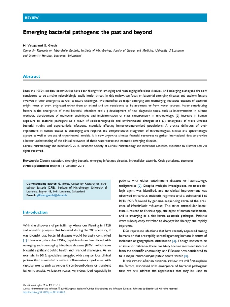 Lectura 2B - Emerging Bacterial Pathogens - The Past and Beyond | PDF ...