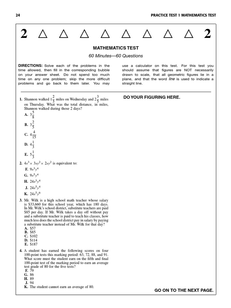 10 ACT Practice Tests 1 | PDF | Cartesian Coordinate System | Entrée