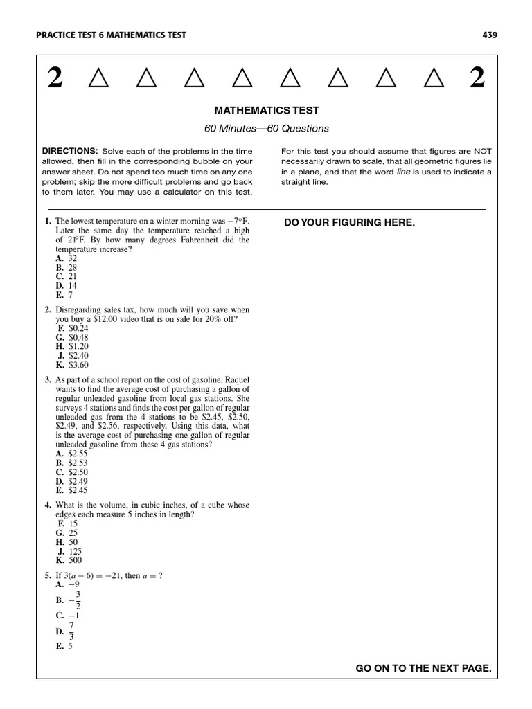 60 Minutes-60 Questions: Mathematics Test | PDF | Triangle | Area