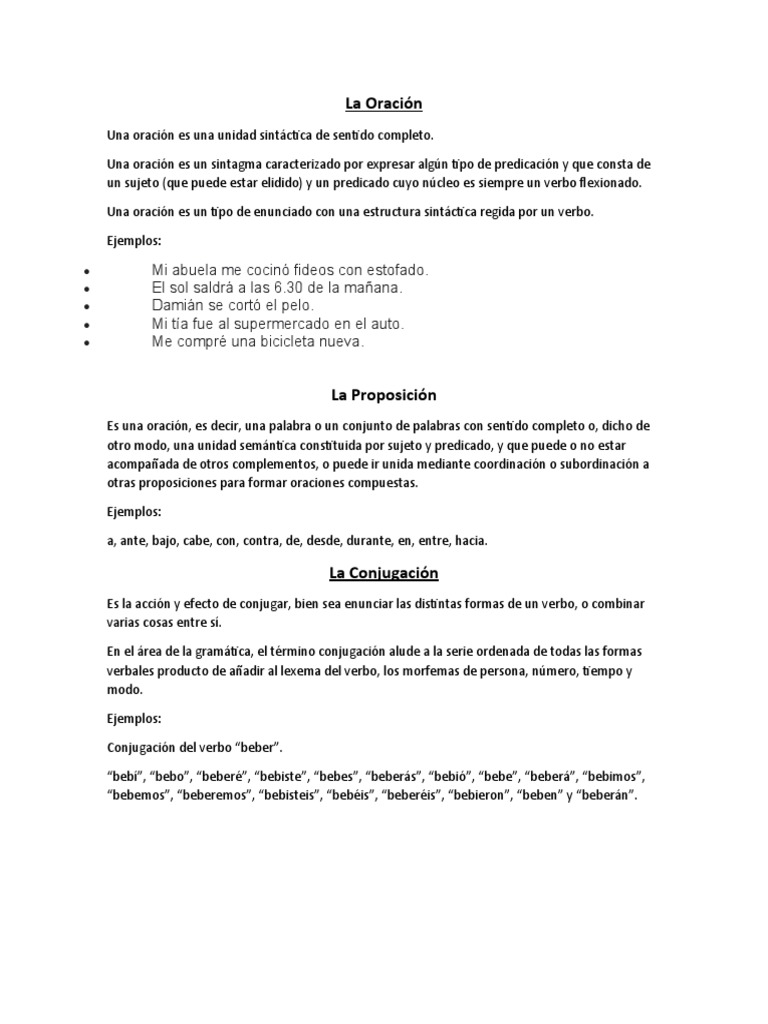 La Oracion y Ejemplos | PDF