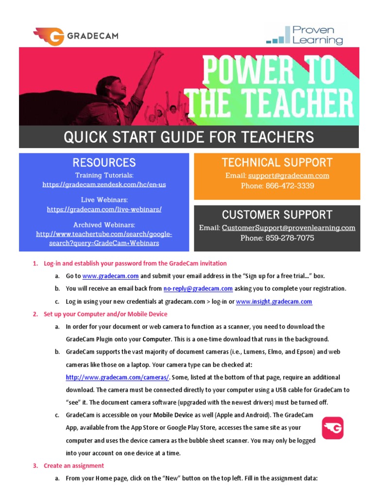 Quick Start Guide For Teachers: Technical Support Resources | PDF ...