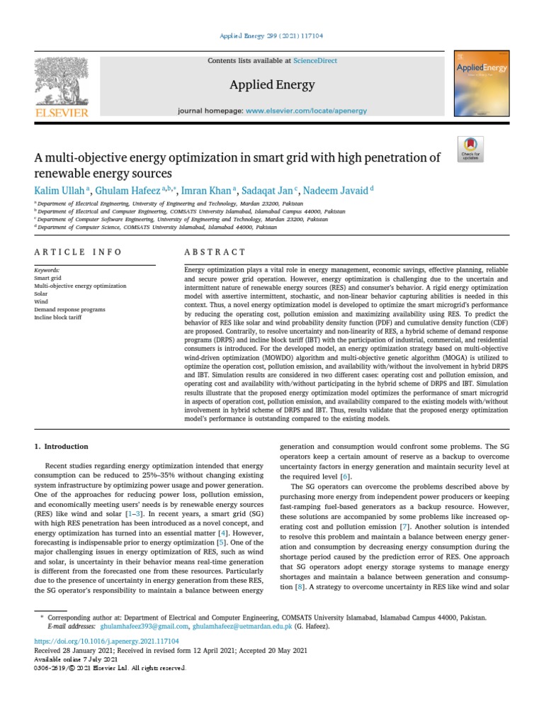 A Multi-Objective Energy Optimization in Smart Grid With High ...