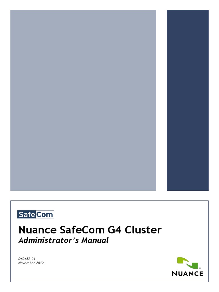 Nuance Safecom G4 Cluster: Administrator'S Manual | PDF | Computer ...