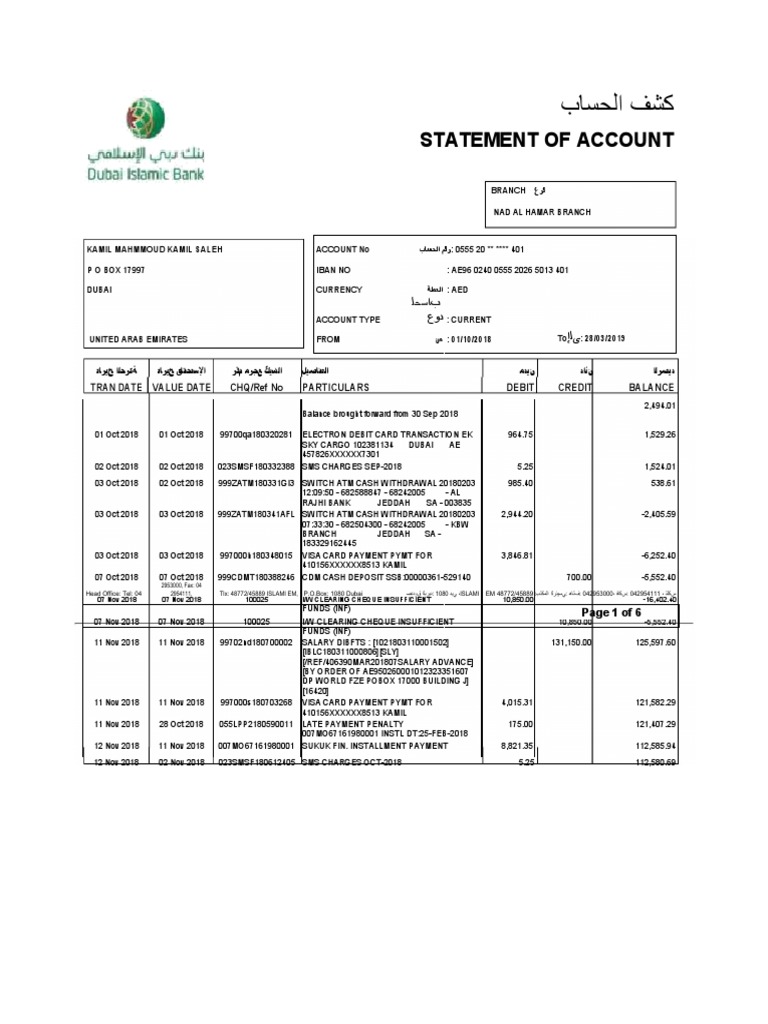Account History Export Statment Word Updated | Download Free PDF ...
