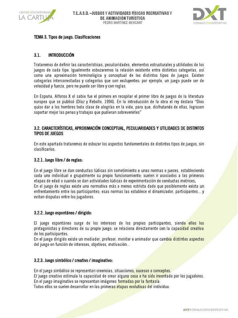 Clasificación de Tipos de Juegos | PDF | La naturaleza humana