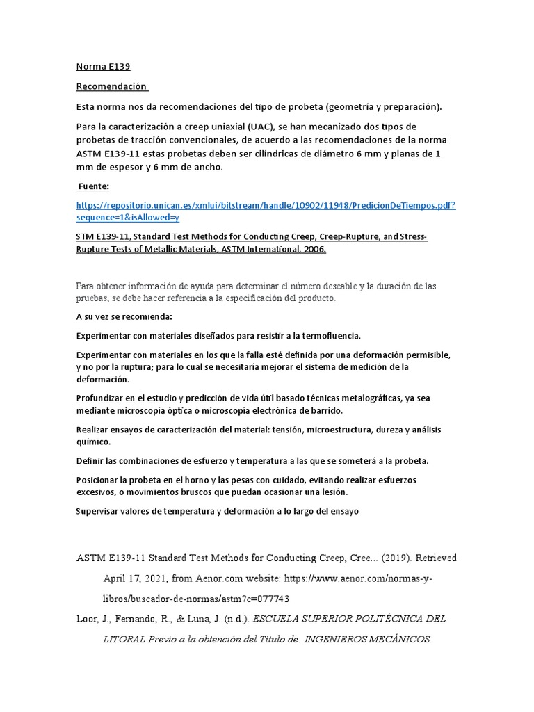 Recomendacion - Norma E139 | PDF