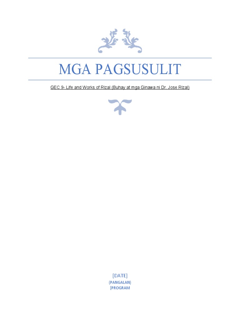 Mga Pagsusulit Sa Rizal Compilation | PDF