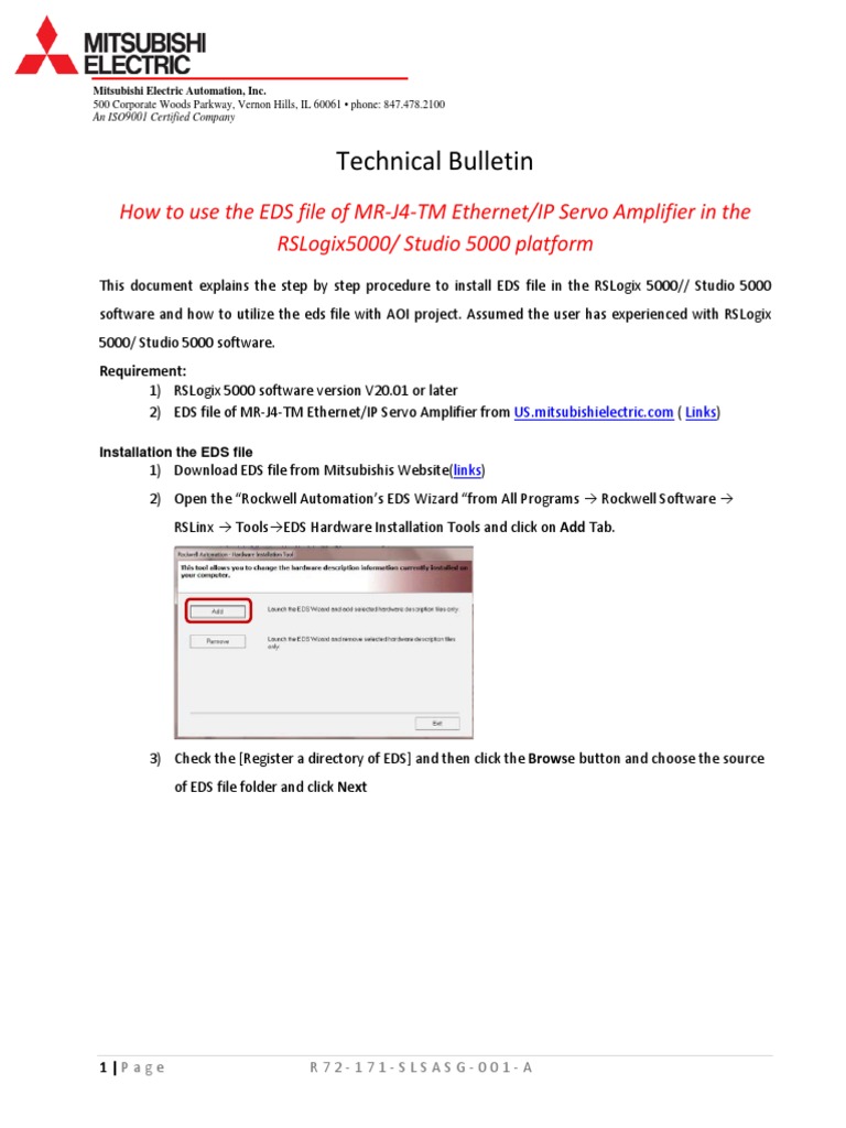 How To Use The EDS File of MR-J4-TM in RSLogix 5000 Platform | PDF | Computer File | Computer ...