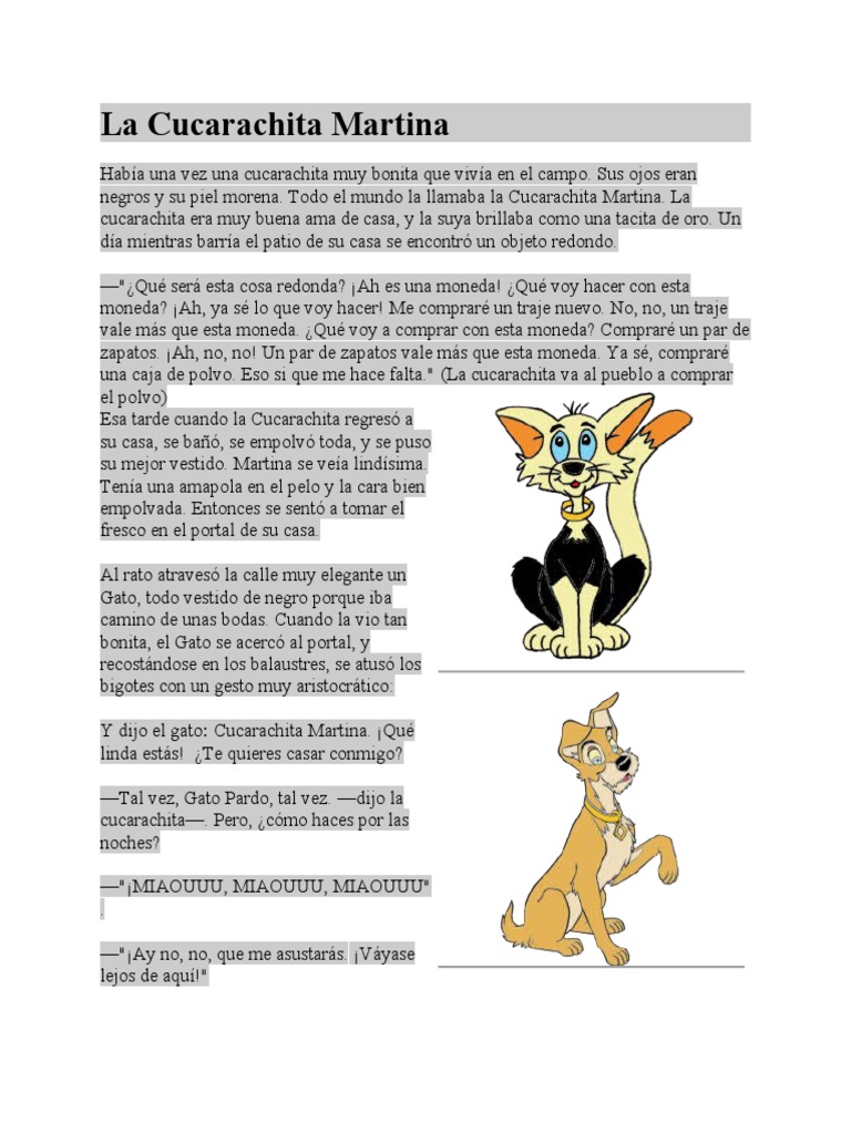La Cucarachita Martina: Cuento Completo | PDF | Arte