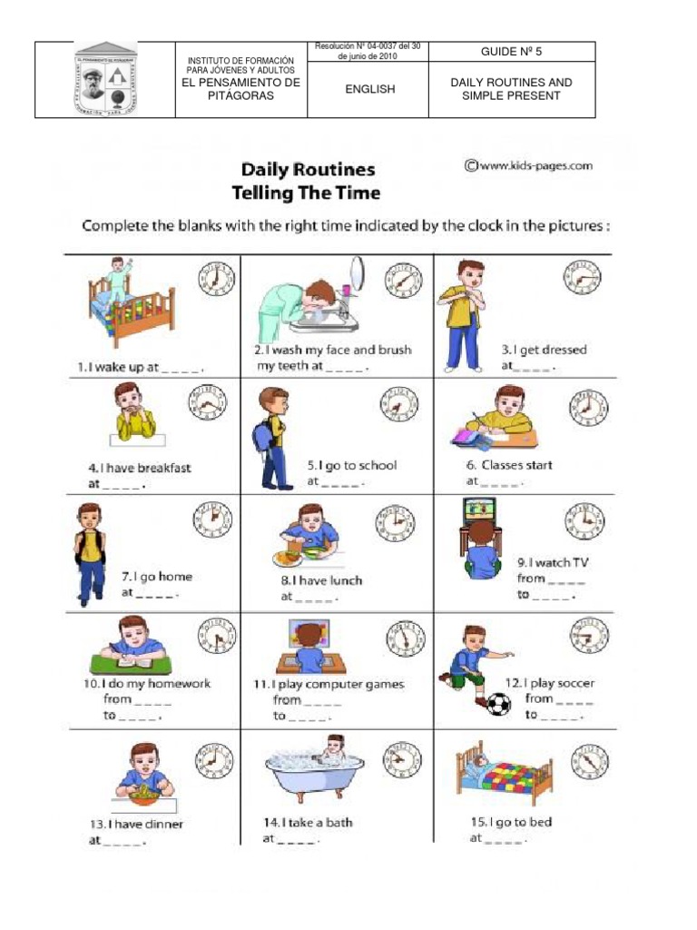 Guide #5 Daily Routines and Simple Present | PDF | English Language ...