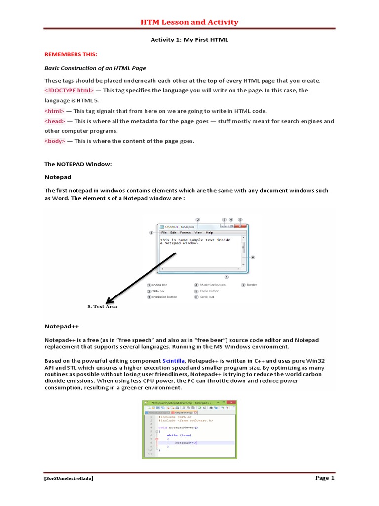 Activity in HTML | PDF | Html Element | Html