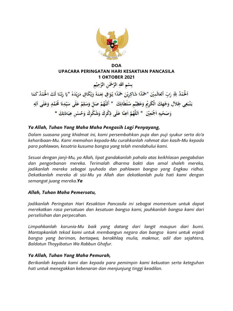 DOA Kesaktian Pancasila | PDF