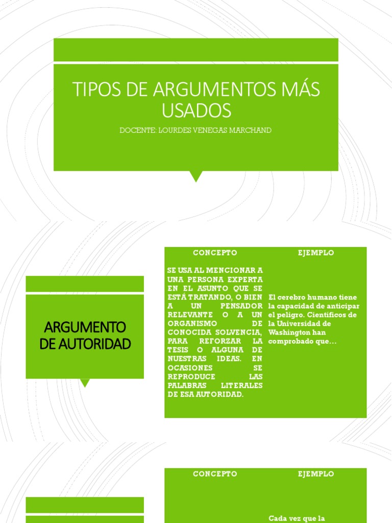 Tipos de Argumentos Más Usados - 5to | PDF