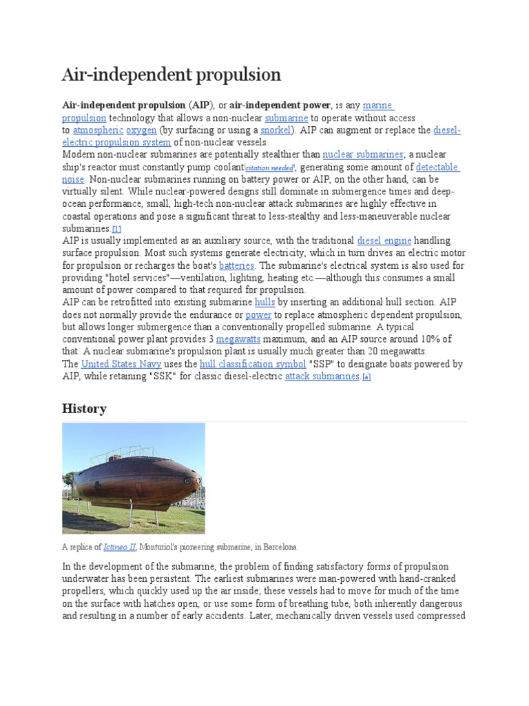 Overview of Air-Independent Propulsion | PDF | Submarines | Naval Warfare